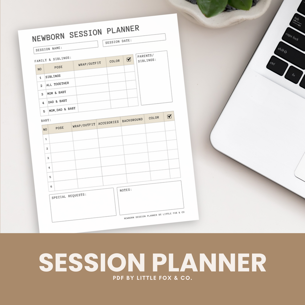 NEWBORN SESSION PLANNER PDF – Little Fox & Co. Props
